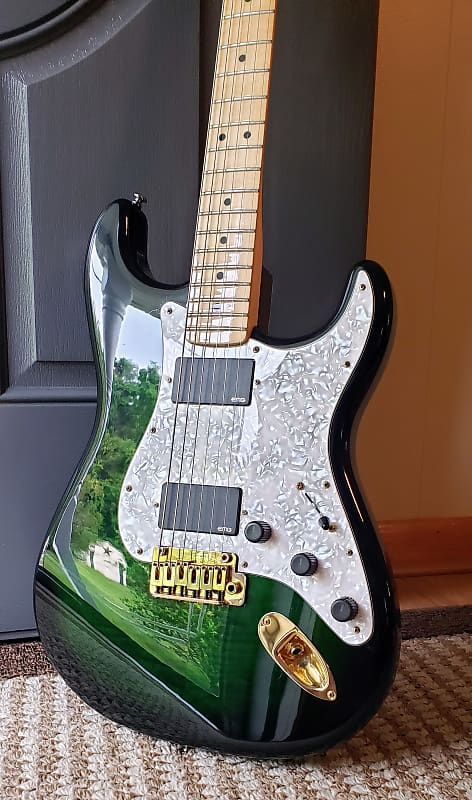Fender Stratocaster Baritone custom build MIM Green Burst EMG | Reverb