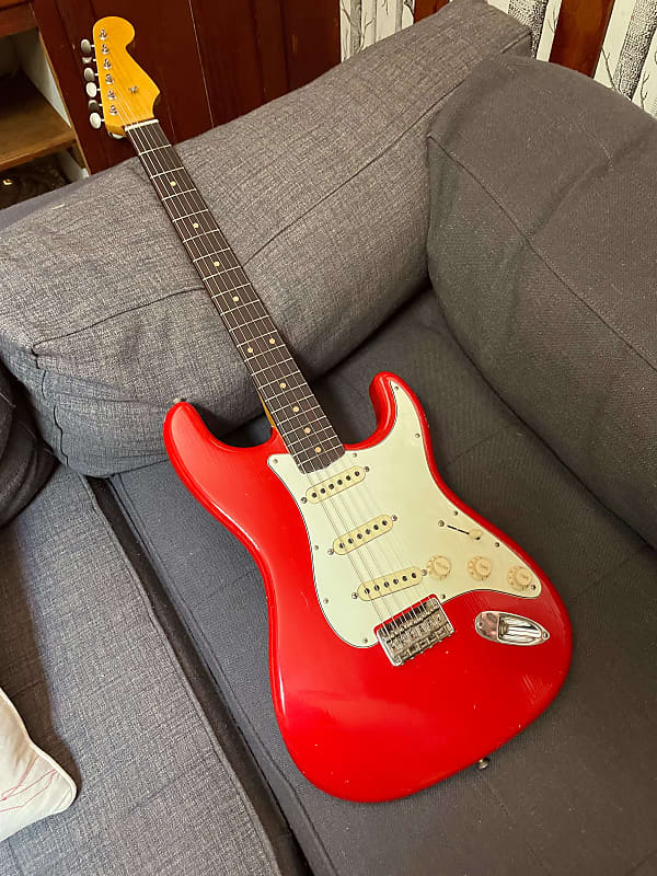Partscaster hardtail fiesta red Strat - MJT, Allparts, Fender | Reverb