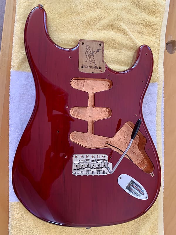Warmoth Strat Body Transparent Red Callaham Raw Vintage | Reverb
