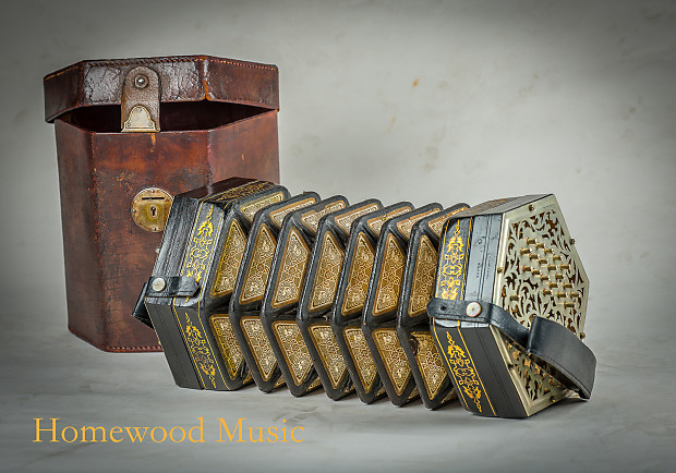 Jeffries 38 button Anglo concertina circa 1900 | Reverb