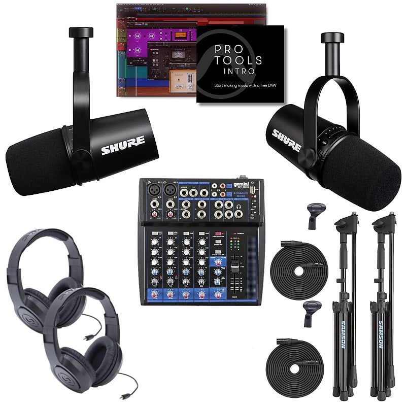 Ultimate Dual Podcast Bundle: Shure Mics, Pro Tools Intro & | Reverb