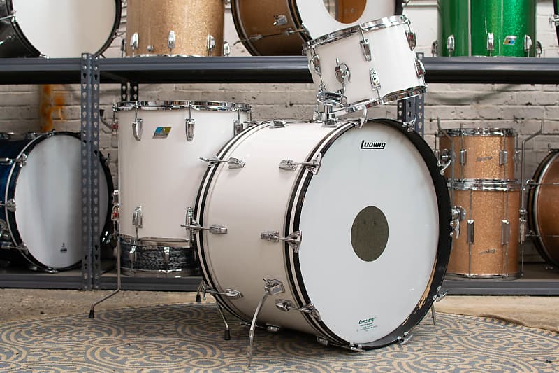 1970s Ludwig White Cortex 14x24, 9x13, and 16x16 Drum Kit | Reverb