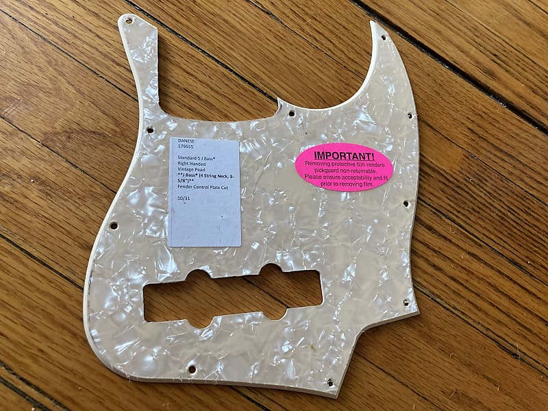 Warmoth Jazz Bass Pickguard Fender 4 String Vintage Pearl | Reverb