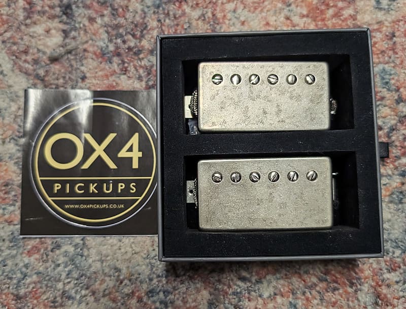 OX4 Pickups Beano Humbucker Set (Aged Nickel Covers with Aged | Reverb