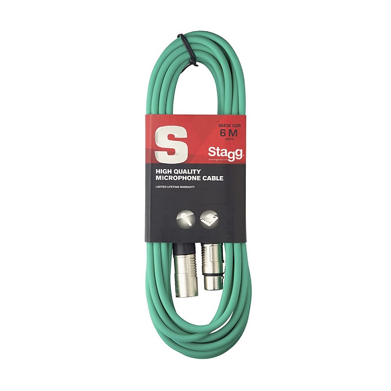 Stagg SMC6 CGR 20ft High Quality Microphone Cable - Green | Reverb