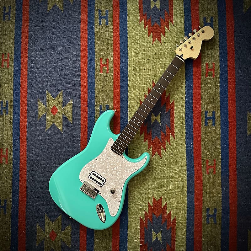 Custom Tom Delonge style seafoam green Stratocaster 100% | Reverb