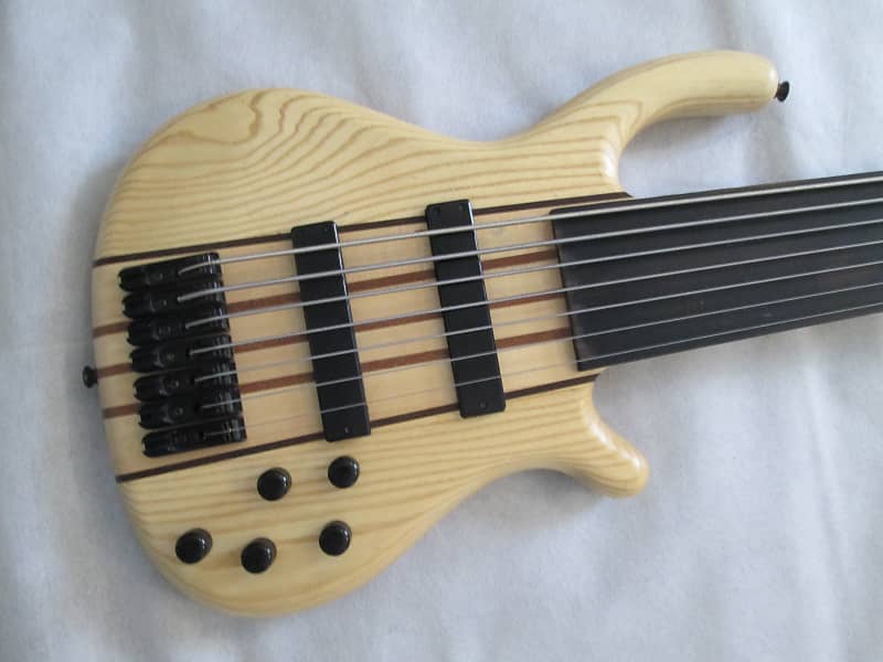 Mazeti Seven string fretless bass c.1995 natural woods | Reverb UK