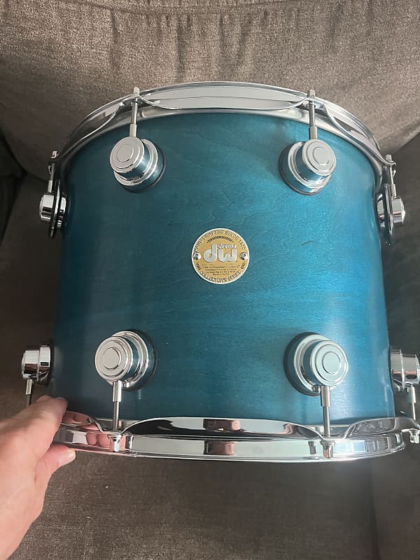 DW DW Collectors Satin Azure Blue 14” hanging floor tom drum | Reverb