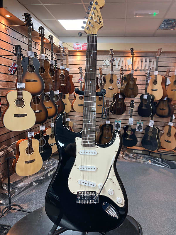 Squier by Fender Stratocaster Electric Guitar - Black | Reverb