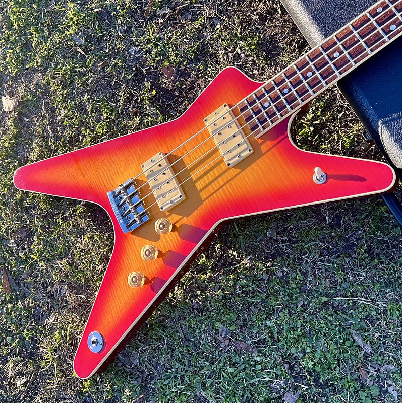 Vintage Dean ML Bass 1981 - Flame Top Cherry Sunburst | Reverb