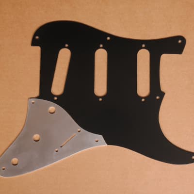 Stratocaster Pickguard - Split Guard - Single ply Black with | Reverb