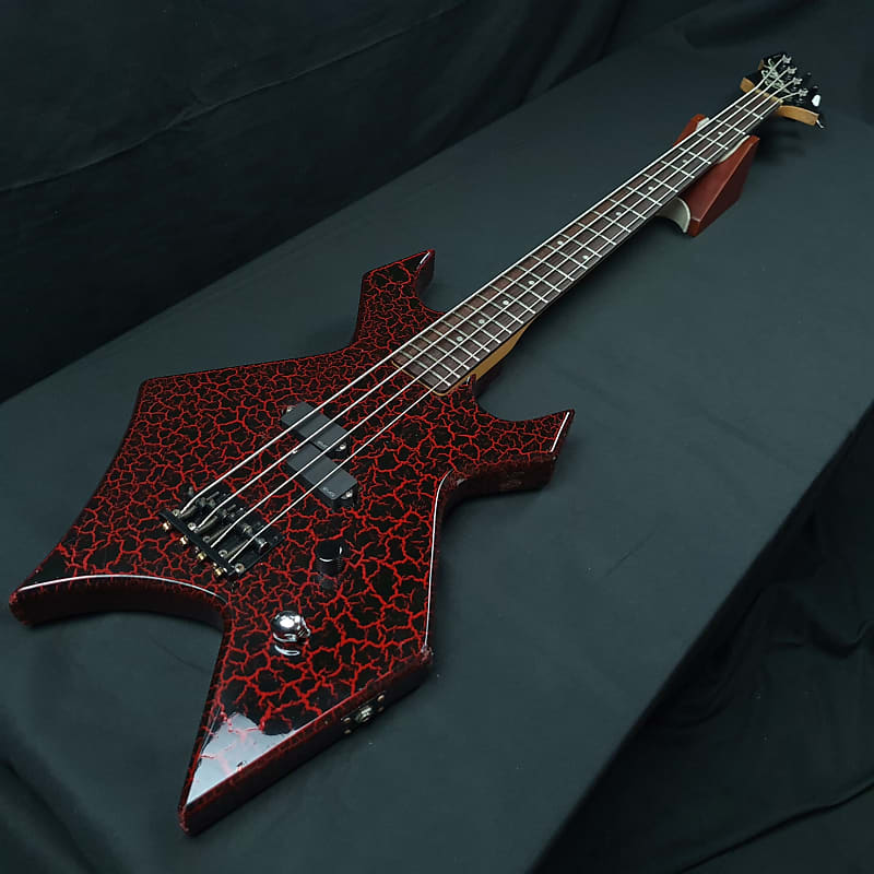 B.C. Rich Platinum Series Warlock Bass 1990 Black Red Crackle | Reverb
