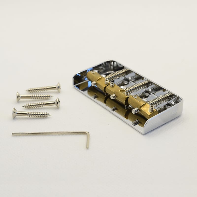 Chrome Short Tele Style Bridge with Brass Saddles | Reverb