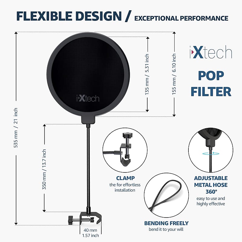 Pop Filter For Mic Pop Filter For Blue Yeti Microphone Pop | Reverb