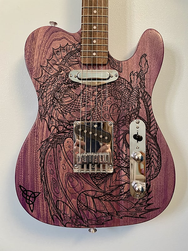 Dragon Telecaster style - Custom Engraved and Hand Stained | Reverb