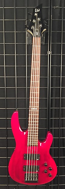 ESP LTD B-105 5-String Bass Guitar Transparent Red Finish | Reverb