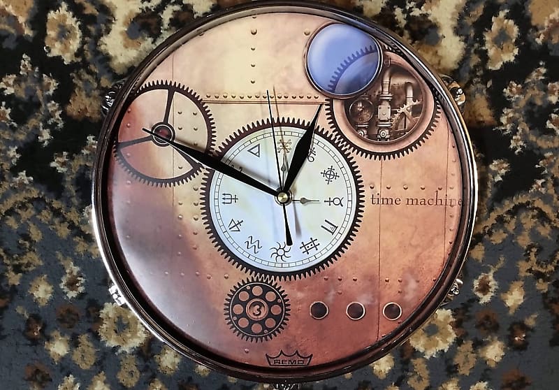 Remo Neal Peart TIME MACHINE 10” Drum Head Wall Clock | Reverb