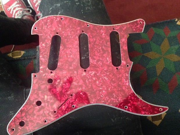 Fender Stratocaster pickguard Red Pearloid | Reverb