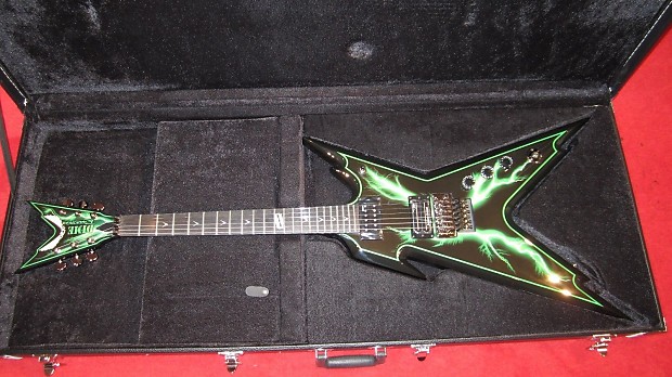 Dean Razorback slimebolt green and black 6 string solid body | Reverb
