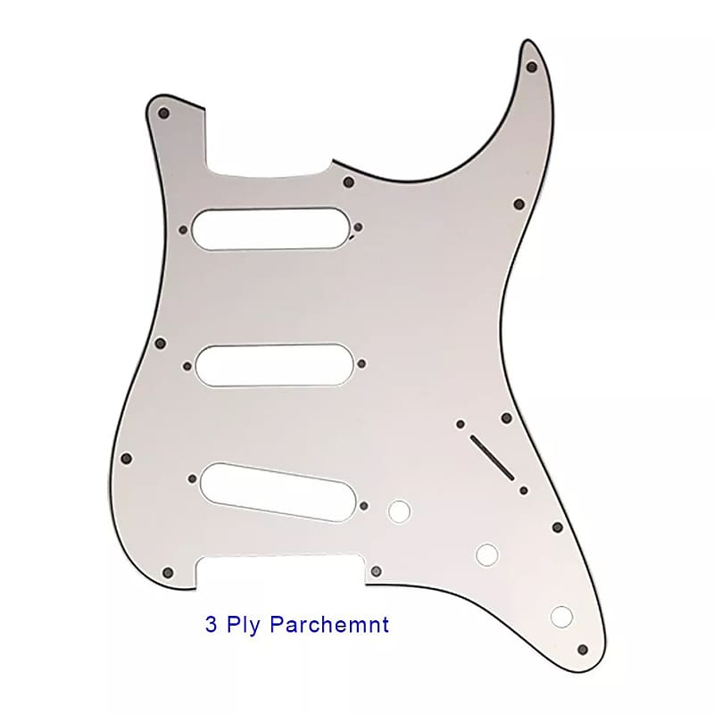 ST stratocaster SSS pickguard White parchment 11 hole + | Reverb