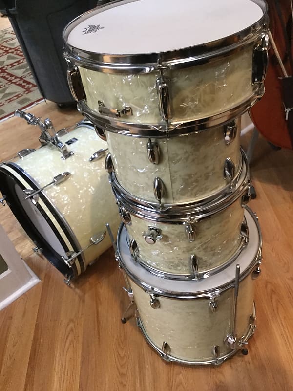Drum mate Jazz kit 60's-70's White pearloid With Hardware | Reverb