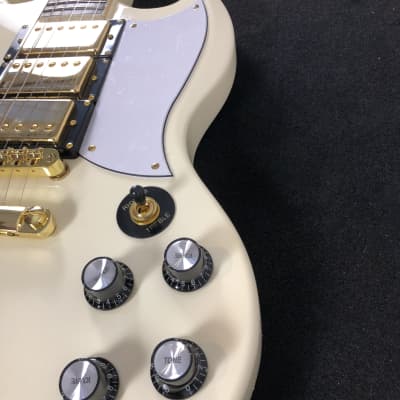 Harley Benton DC-600 VI Vintage Ivory SG with Gold Hardware + | Reverb