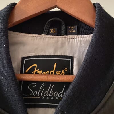 Fender Leather Jacket extra large XL Black dealer's swag | Reverb
