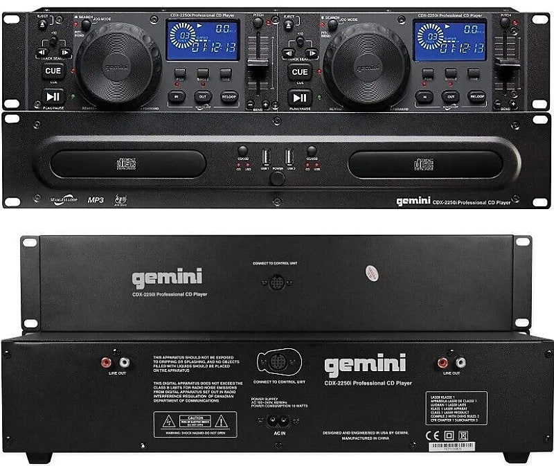 Gemini CDX-2250i Pro DJ Dual Two Deck Rack Mount CD / MP3 | Reverb