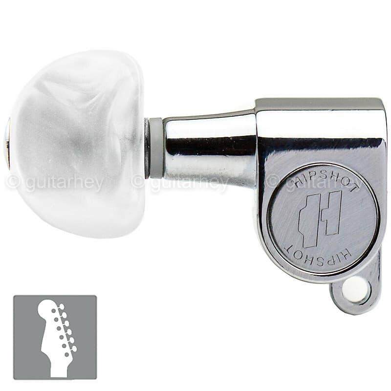Hipshot Classic Mini Tuners 6 in line STAGGERED Moon Pearl | Reverb