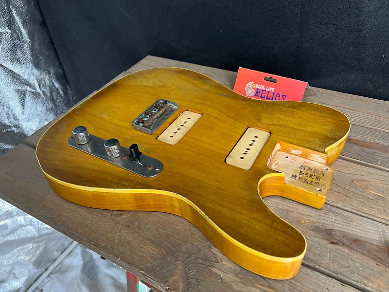 Real Life Relics Black Tele Body Dual P-90 Aged Sunburst | Reverb