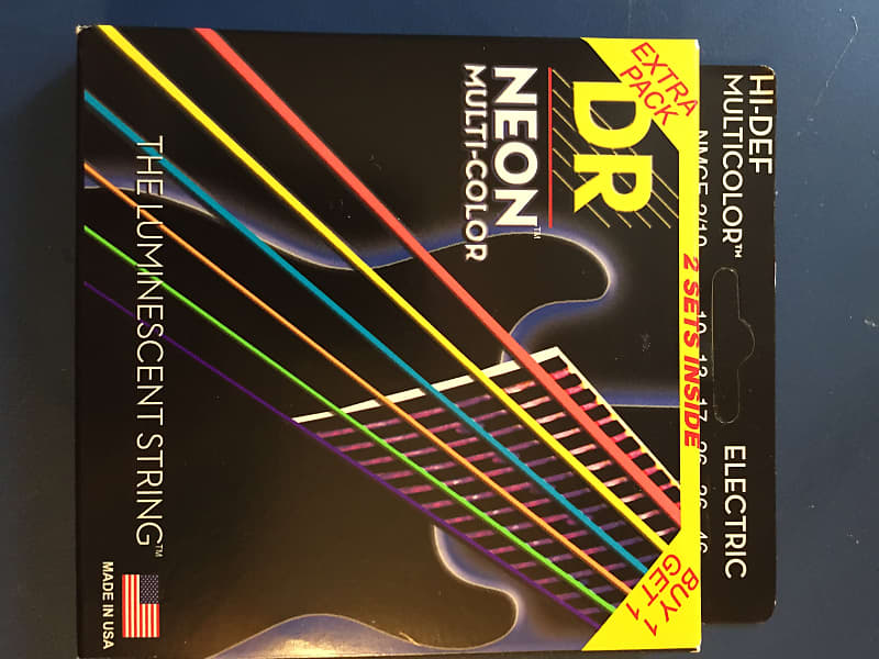DR 2 Pack Bass Strings Neon Rocksmith Color Neon | Reverb