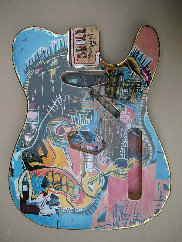 Telecaster Fender Style Electric body Basquiat SKULL | Reverb
