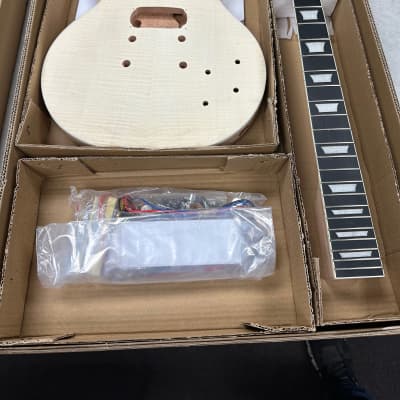 LP COMPLETE DIY Guitar Kit set neck with carved maple top | Reverb