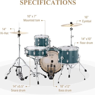 Eastar Adult Drum Set - 18-inch Full-Size Drum Kit for | Reverb