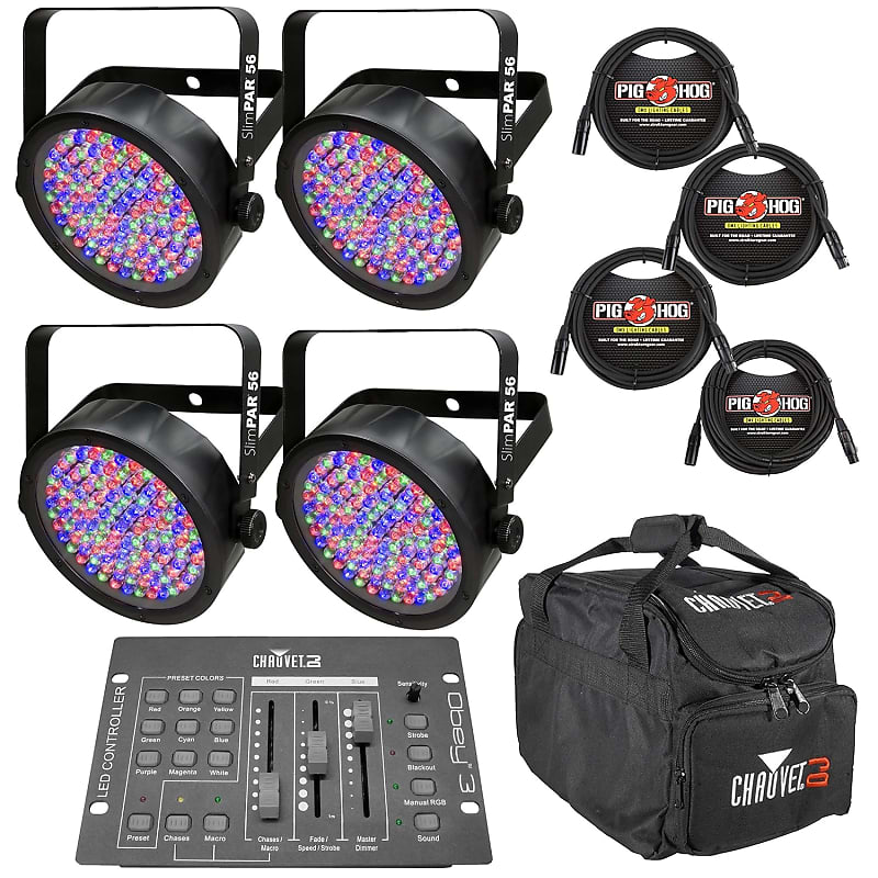 (4) Slimpar56 Slimpar 56 Slim Par Cans+Obey3 Controller+Carry | Reverb