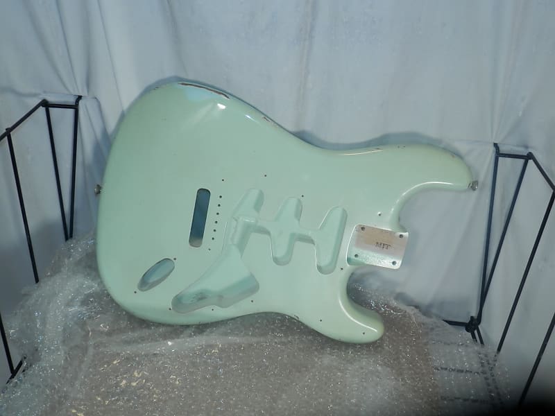 MJT Custom Alder Strat Body Sonic Blue Relic'd | Reverb