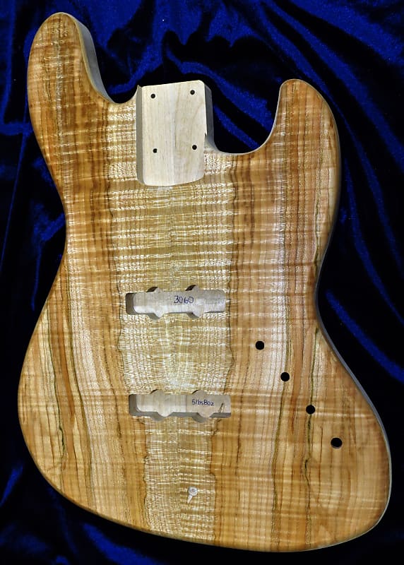 Flamed Spalted Maple Top/ Alder Wood Jazz J-BASS Style Body | Reverb