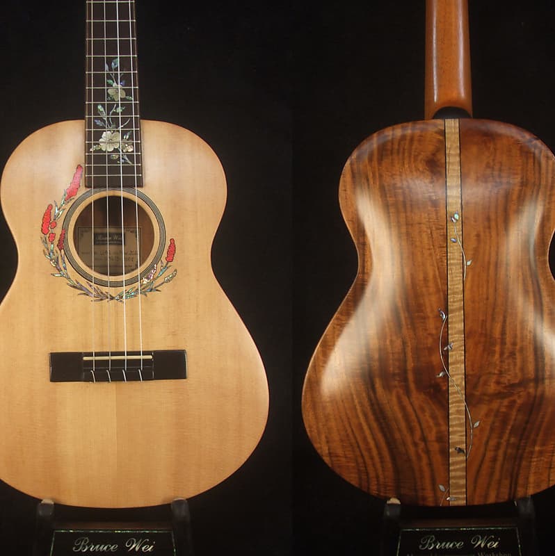 Bruce Wei Solid Spruce, Curly Acacia ArchBack Baritone | Reverb