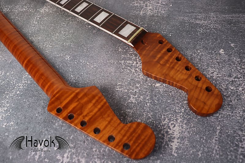 S type Flame Maple Gloss Binding Carbon Fiber Rods Neck | Reverb