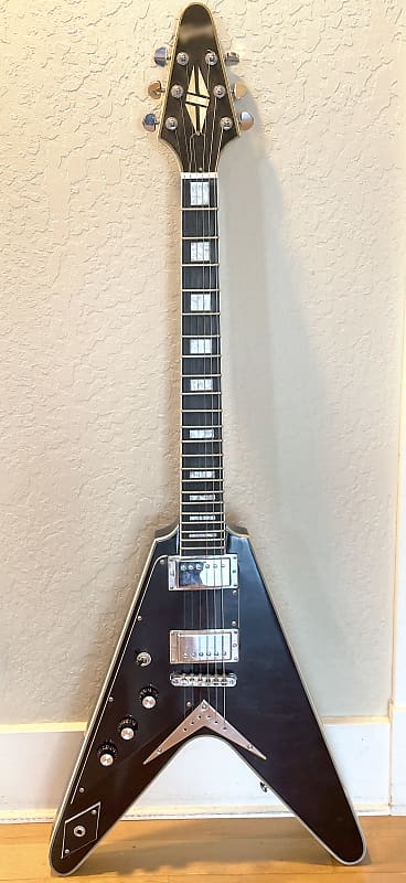 Flying V Guitar - Black - Left Handed | Reverb