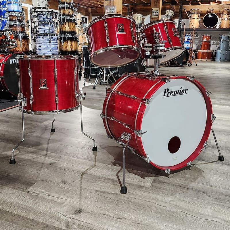 Used Vintage 1980s Premier Resonator 4pc Drum Set Red Lacquer | Reverb