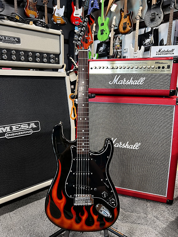 Fender Special Run Hot Rod Flame Stratocaster 2002 Black | Reverb