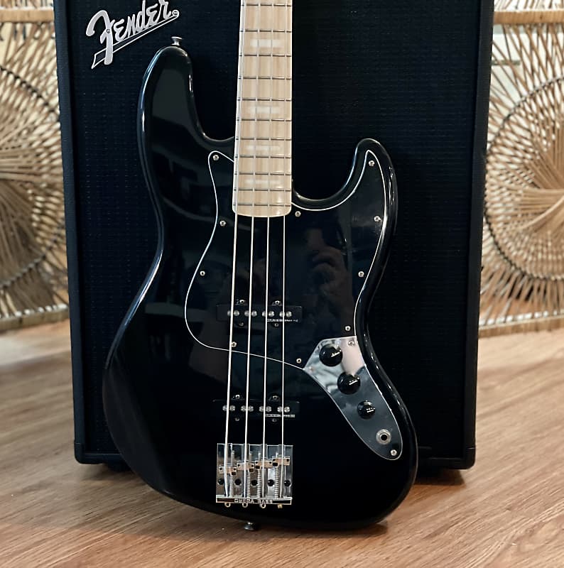 Partscaster 70s Jazz Bass Black Allparts Maple Inlay Duncan | Reverb
