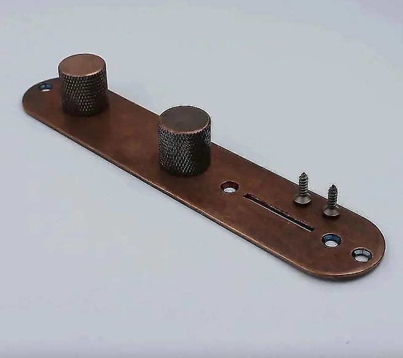 Bronze Tele Style Guitar Control Plate with Knobs and Screws | Reverb