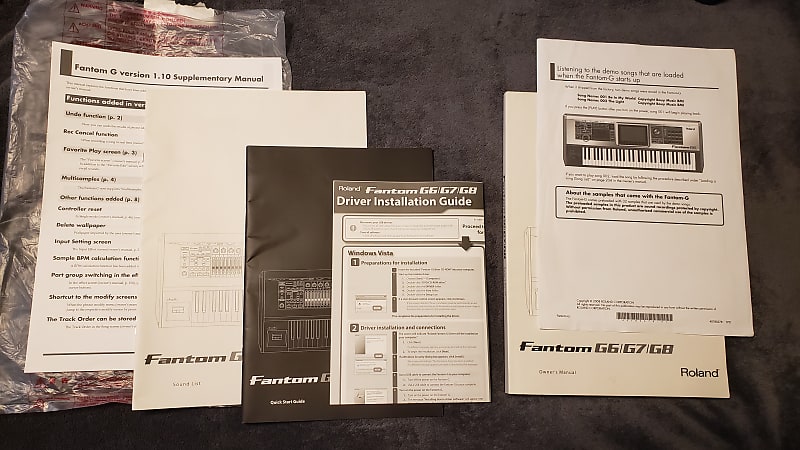 Roland Fantom G6/G7/G8 2008 (Owners manual)(6 piece set) | Reverb