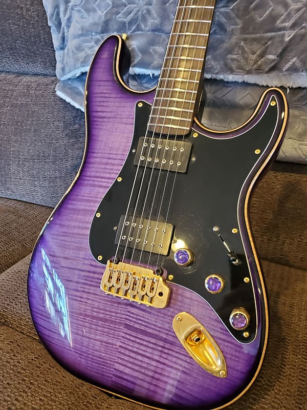 Warmoth Stratocaster Flame Purple | Reverb