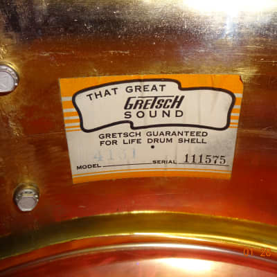 Gretsch 4160G 24K GOLD PLATED SNARE DRUM 1969 - Spun Brass | Reverb