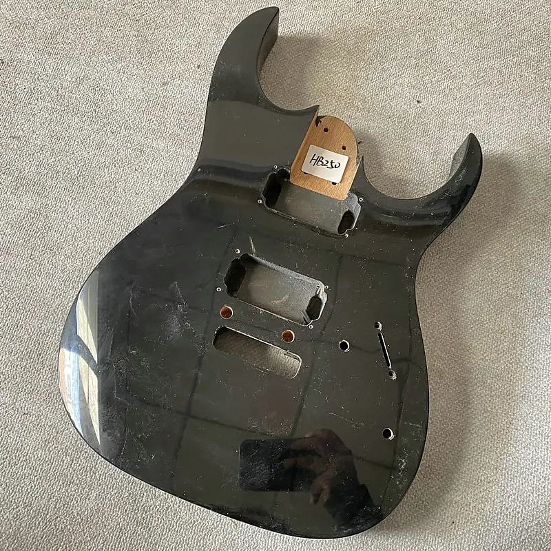 Glossy Black HH Guitar Double Cutaway Body DIY Project | Reverb