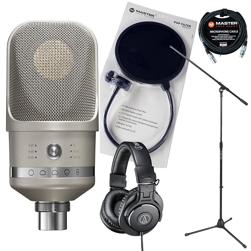 Neumann TLM 107 Condenser Microphone, Nickel w/ ATH-M30X | Reverb