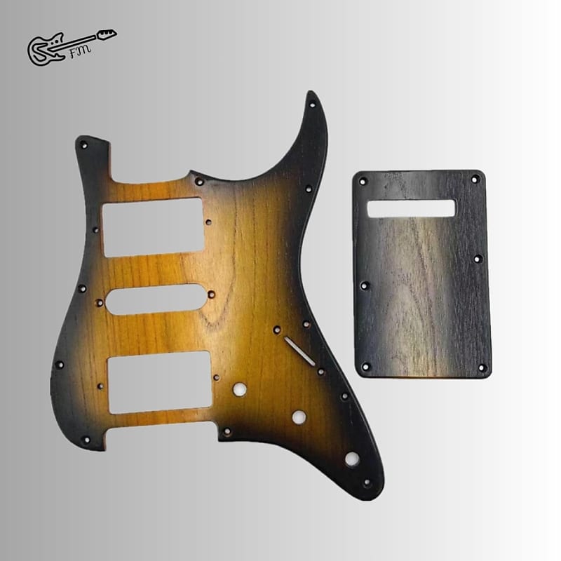 Custom Wooden Strat Style Pickguard HSH With Backplate 9 | Reverb